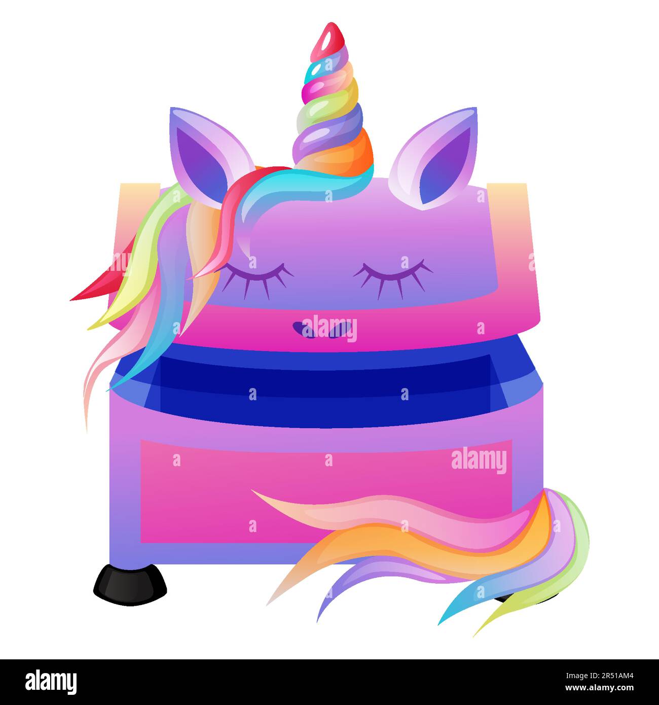 Unicorn chest, empty box, open casket with and horn. Pc game item Stock ...