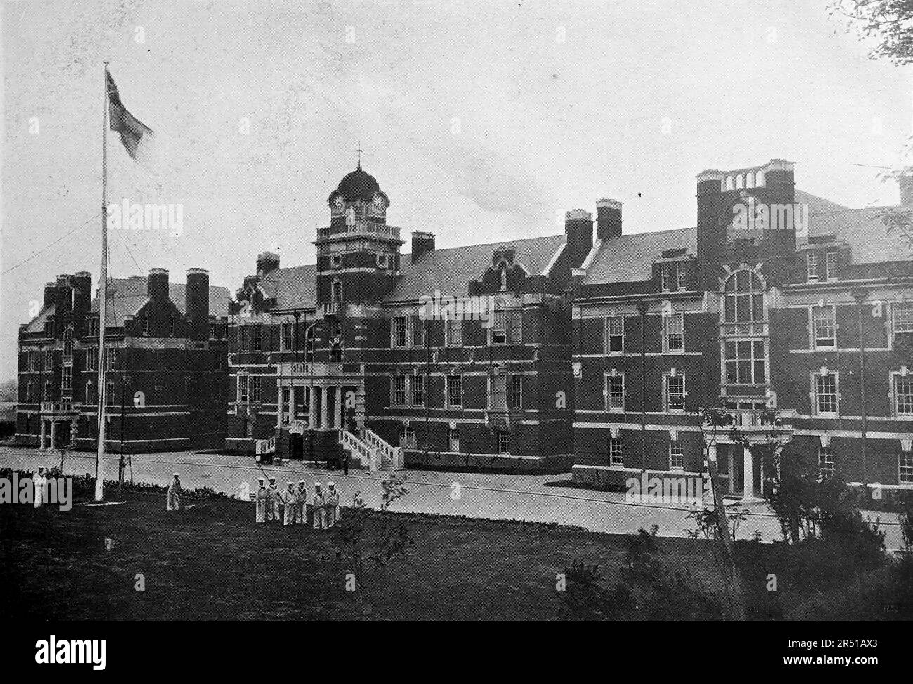 RN Barracks Chatham, c1904. Officers’ Quarters: A long building with a ...