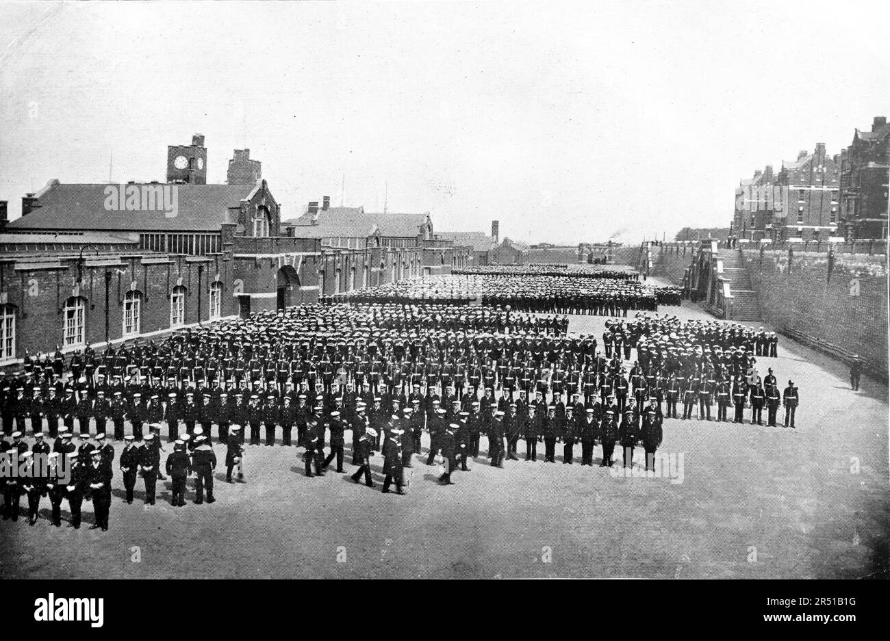 RN Barracks Chatham, c1904. The First Inspection of the RN Barracks by ...