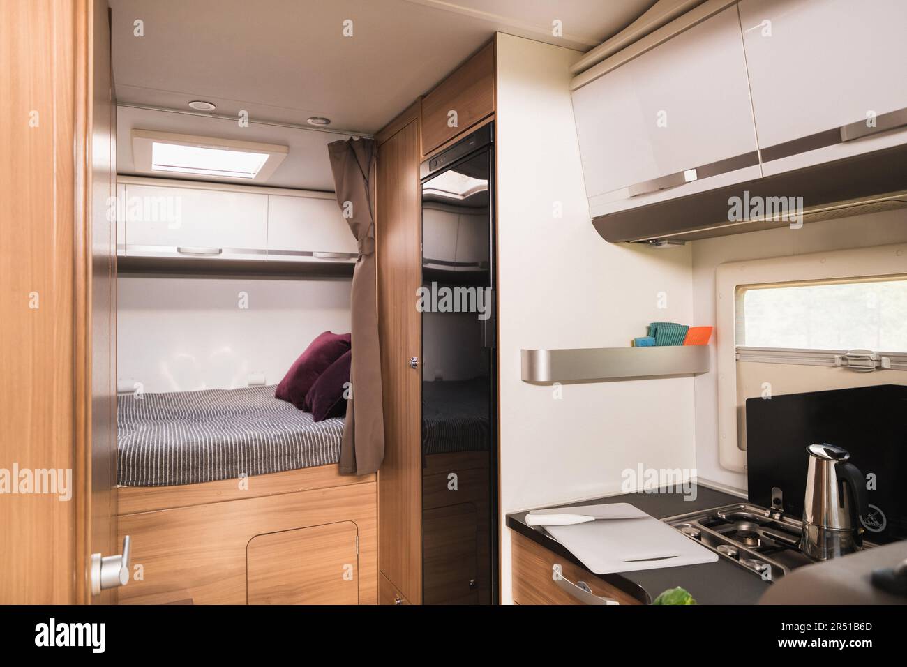 the interior of a mobile home. Salon inside the motorhome Stock Photo ...