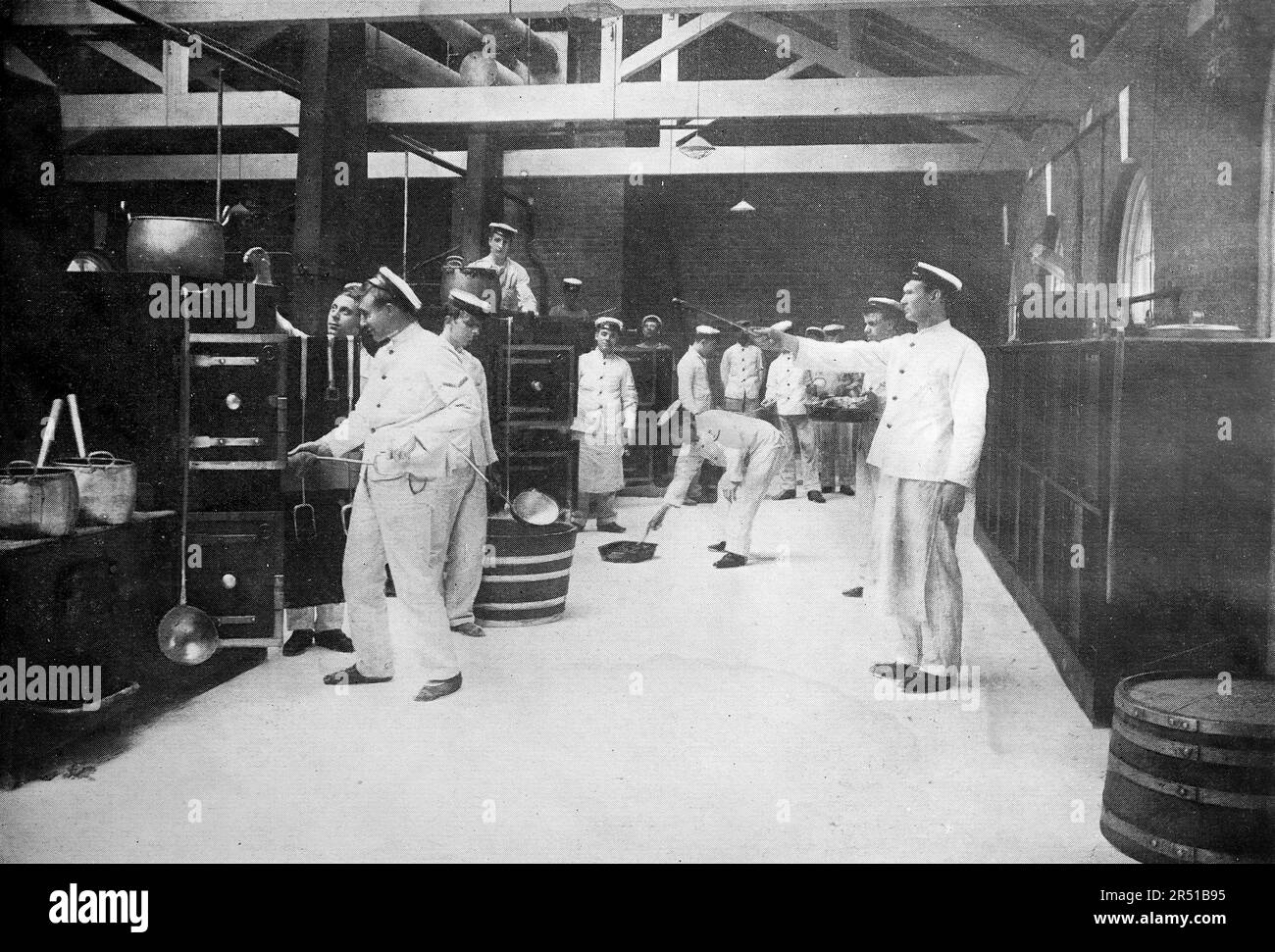 RN Barracks Chatham, c1904. The Cook House: Chefs preparing food in the ...