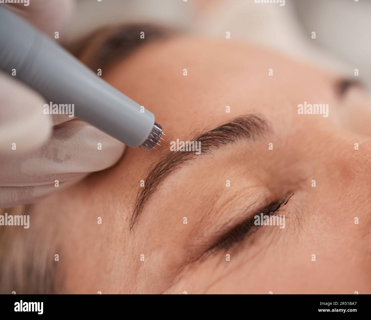 Microblading, eyebrow and woman for beauty, skincare and cosmetics with ...