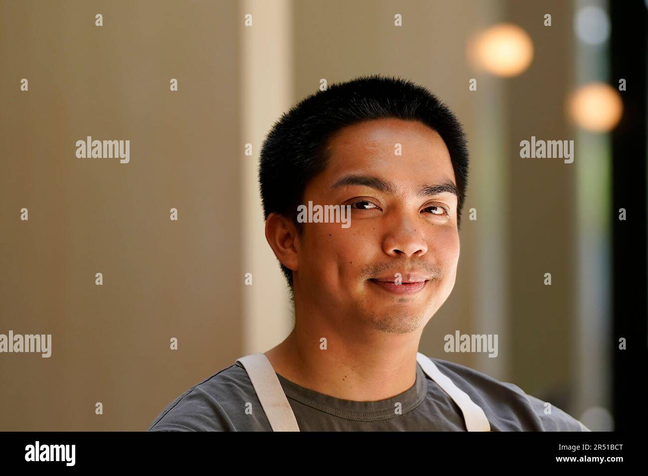 Pastry chef Vince Bugtong poses for photos at Abaca restaurant in San ...