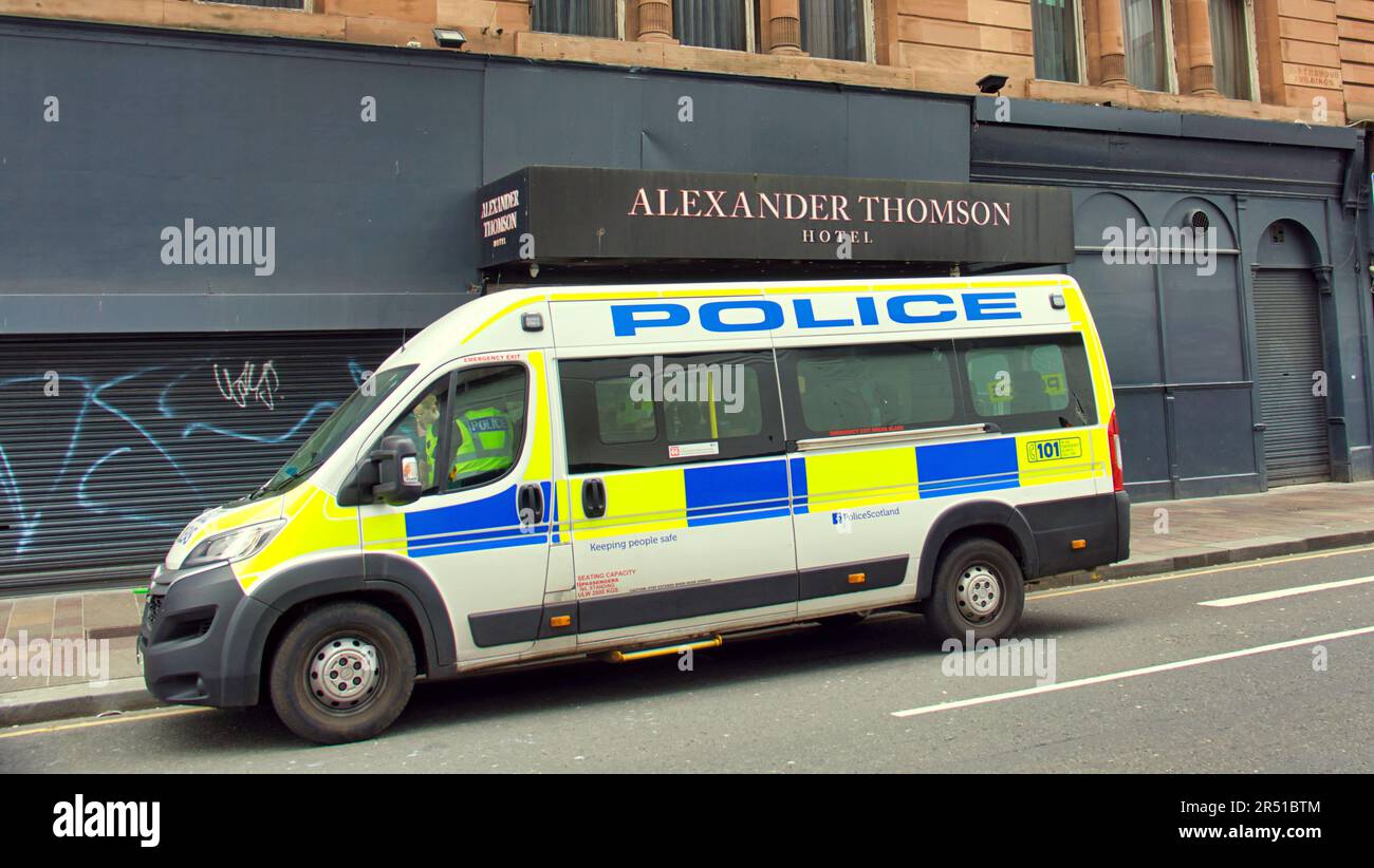 Glasgow, Scotland, UK 31st May, 2023. Police outside homeless hotel ...