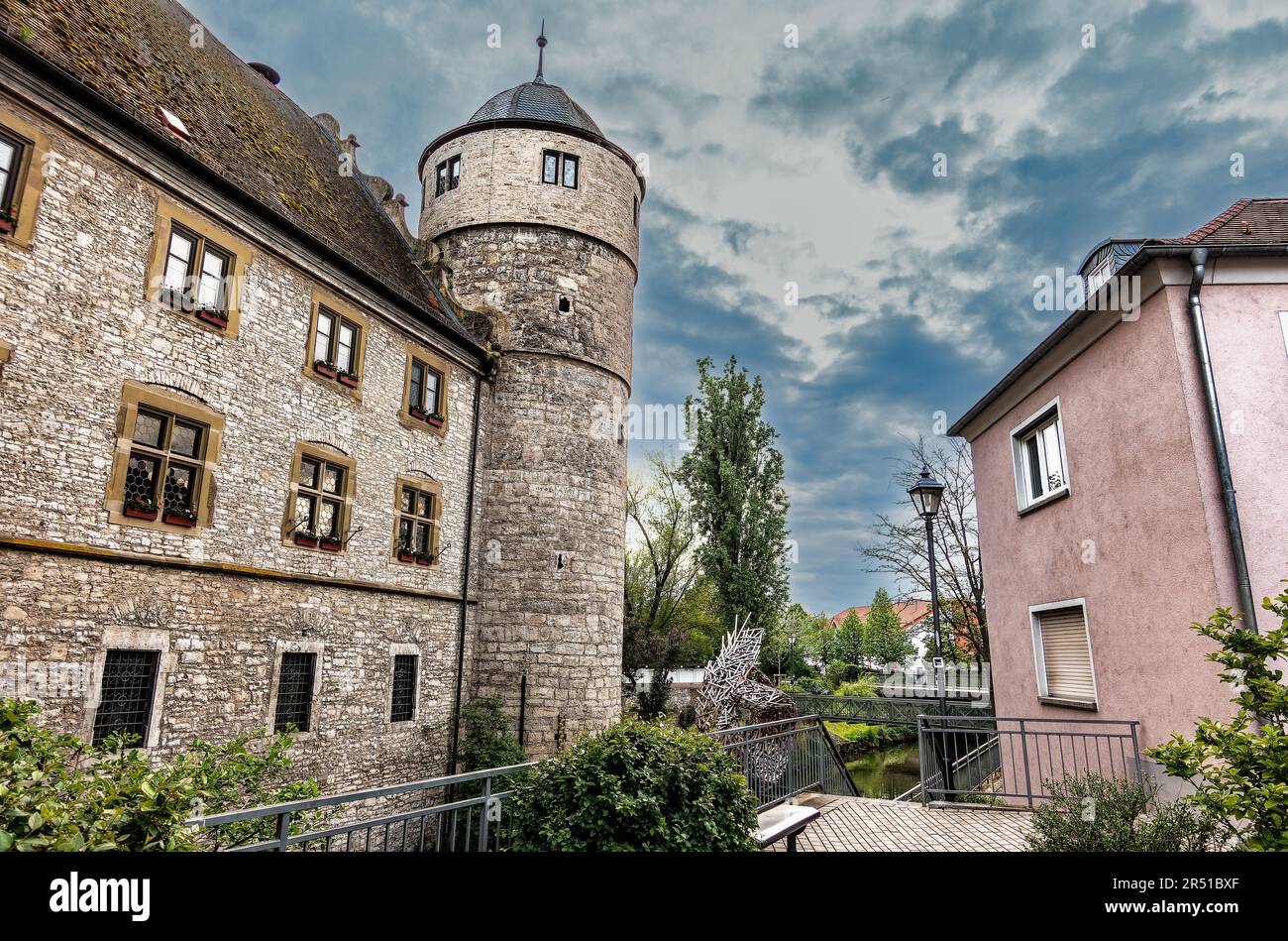 Marktbreit old streets and tower, Germany Stock Photo - Alamy