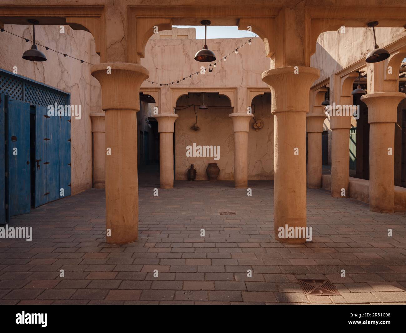 Al seef old historical district with traditional Arabic architecture ...