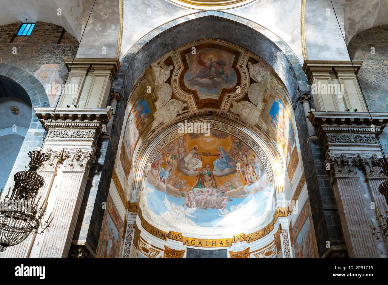 Frescoes in presbytery of Saint Agatha Cathedral. Catania, Sicily ...