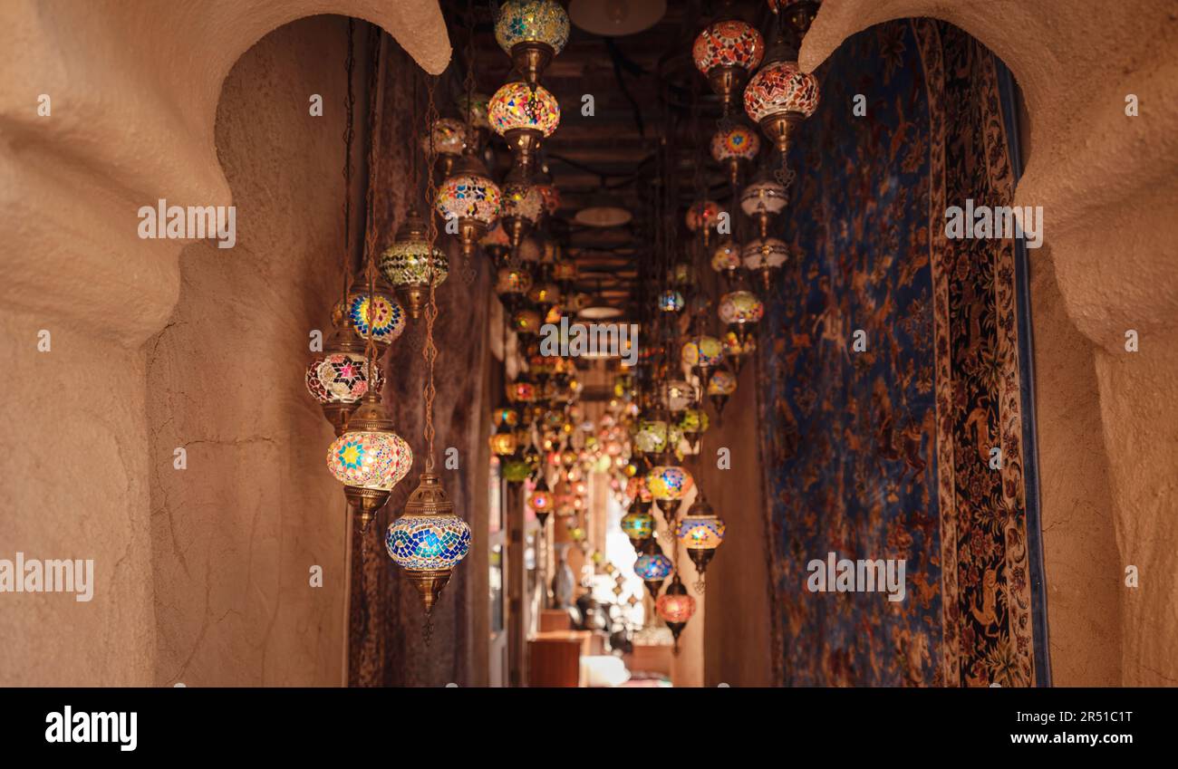Al seef old historical district with traditional Arabic architecture ...