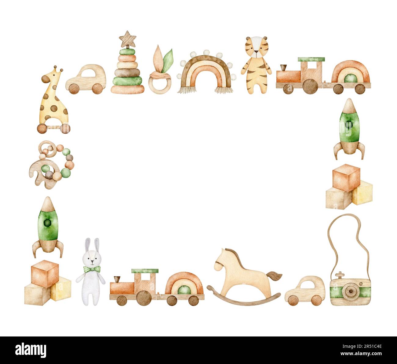 Rectangular frame of childrens wooden toys, newborn teething toys ...