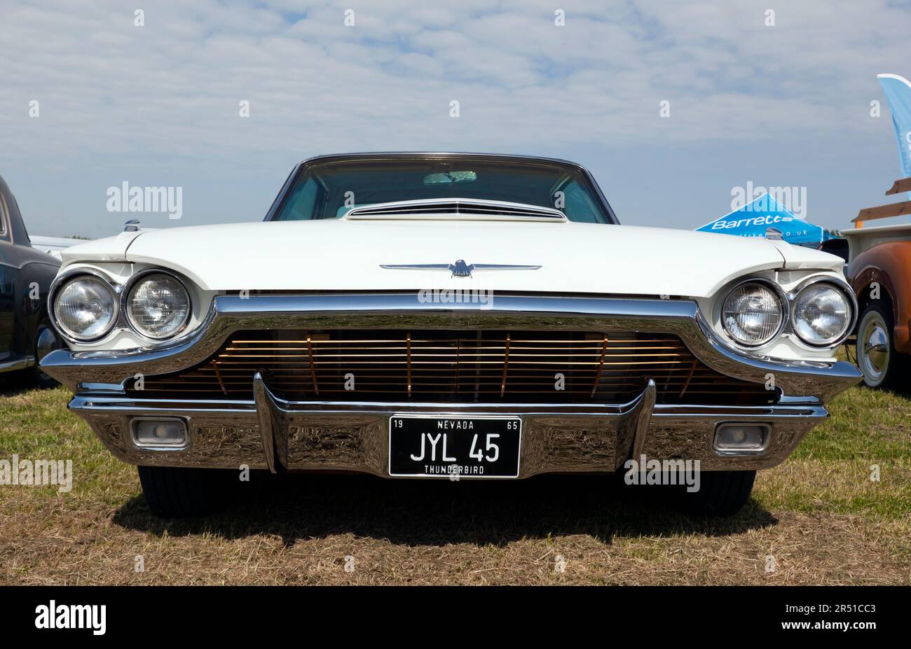 Front view of a White, 1965, Ford Thunderbird, on display at the 2023 ...