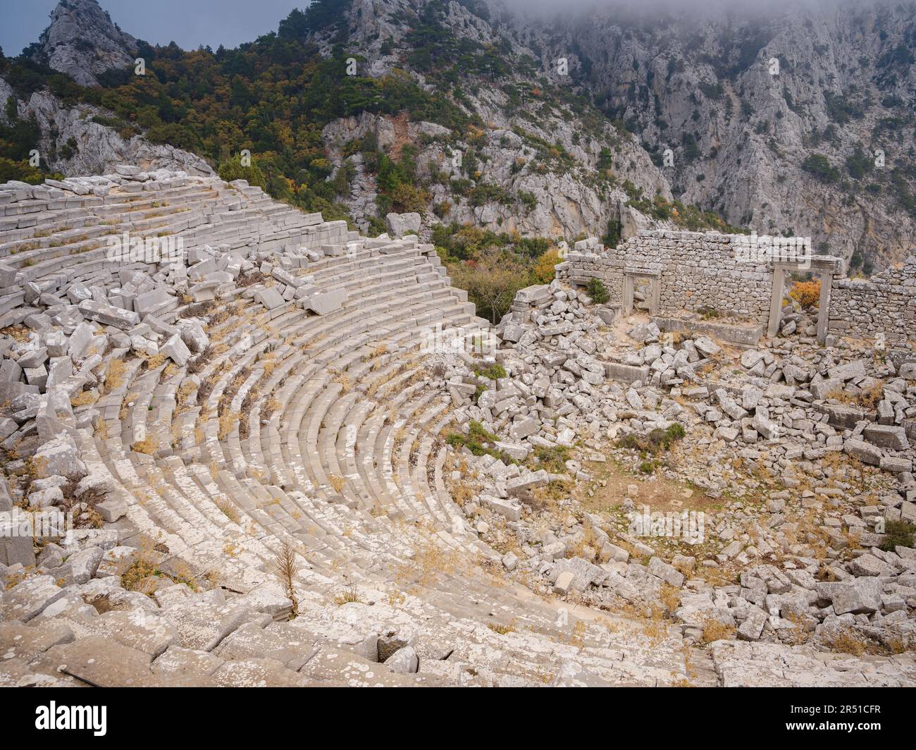Autumn walk by ancient amphitheatre in city Termessos Ancient City ...