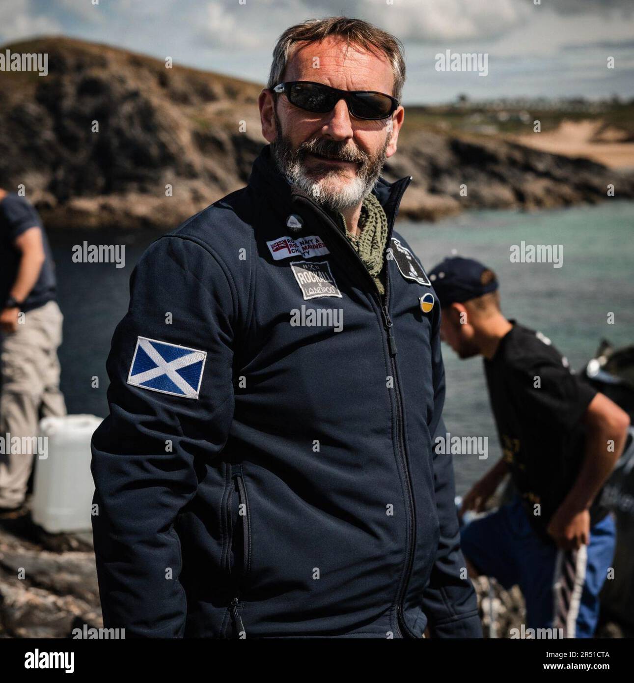 Undated handout photo issued by Rockall Expedition of adventurer Chris Cameron who has landed on ...