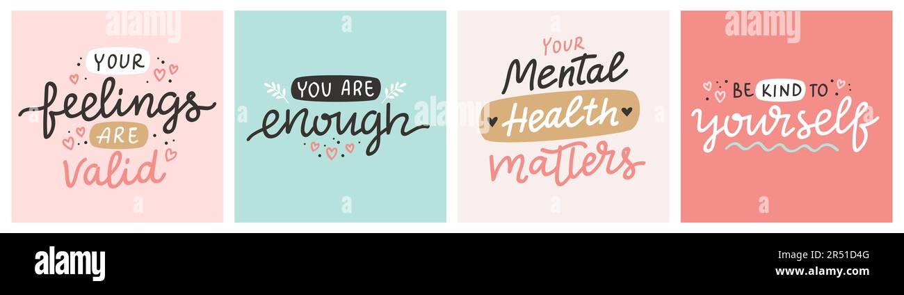 Mental health cards with quotes. Inspirational positive quote, vector ...