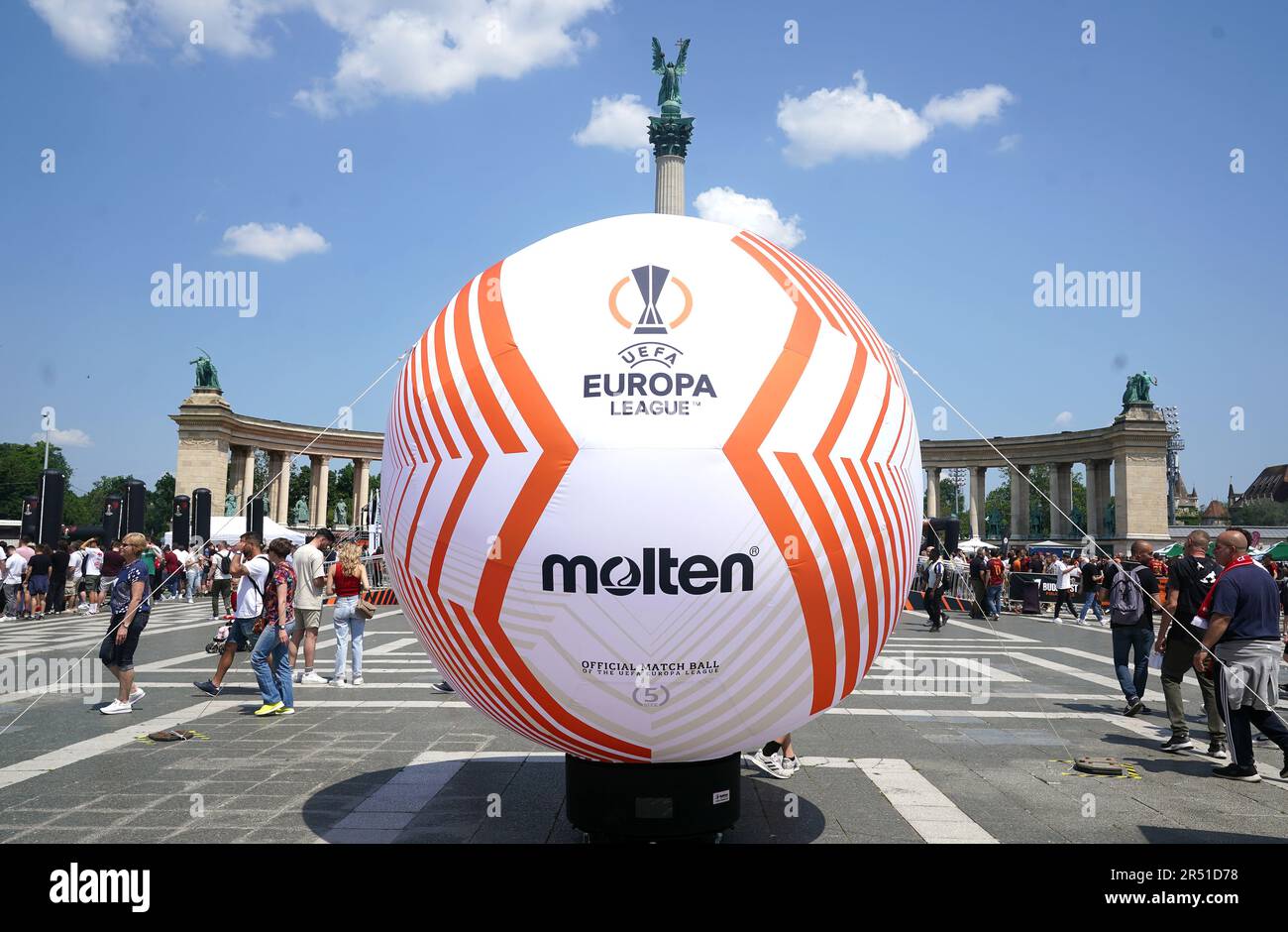 General view of a largge inflatable ball in Heroes' Square ahead of the ...