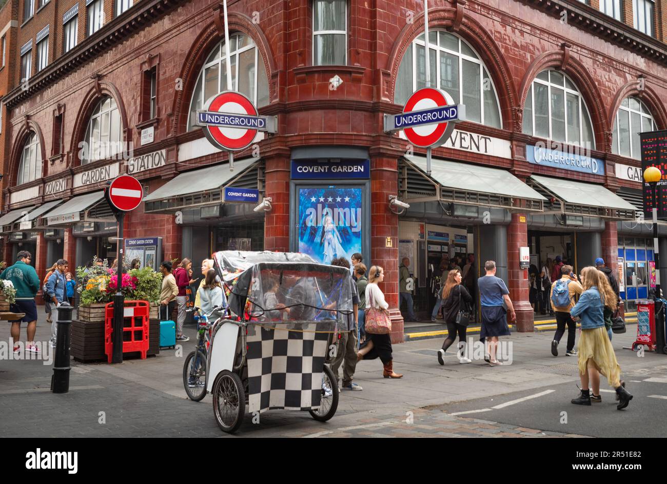The entrance to Covent Garden London Underground subway station on. the ...