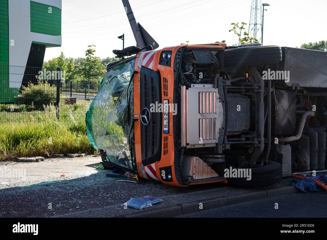 Berlin, Germany. 31st May, 2023. A fully loaded BSR garbage truck is ...