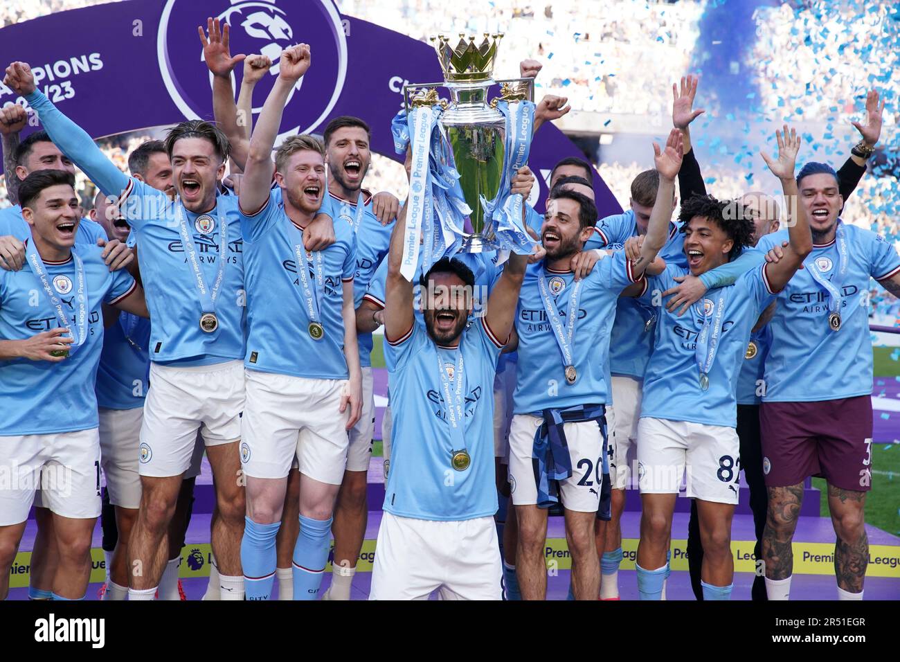 File photo dated 21-05-2023 of Manchester City's Ilkay Gundogan lifting ...
