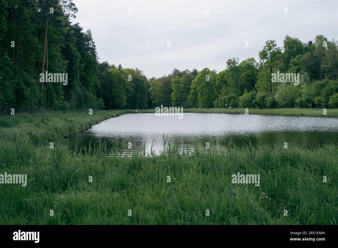 Fire fighting pond - emergency water reservoir in Poland Stock Photo ...