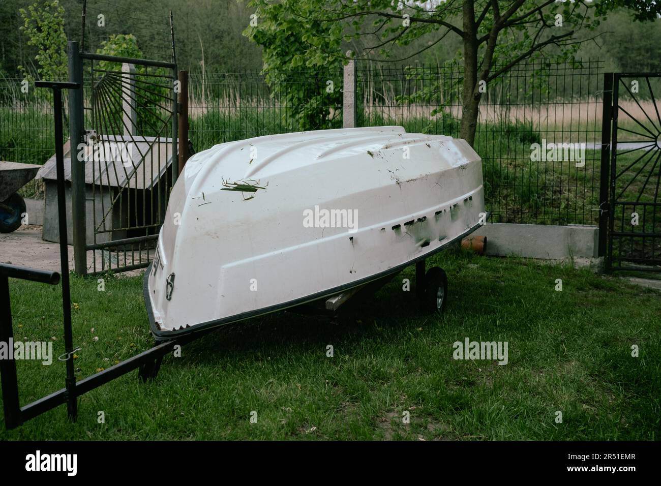 A small country boat for cruising in the countryside Stock Photo - Alamy
