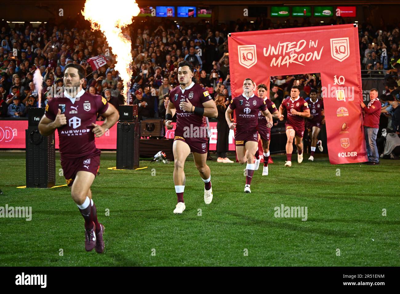 Adelaide, Australia. 31st May, 2023. The Morrons run out ahead of kick ...