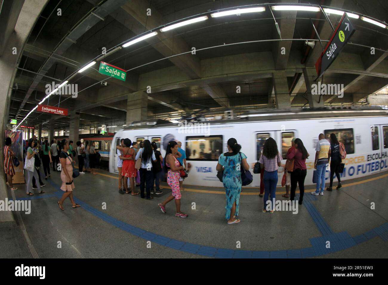salvador, bahia, brazil may 29,2023: passenger using the metro train ...