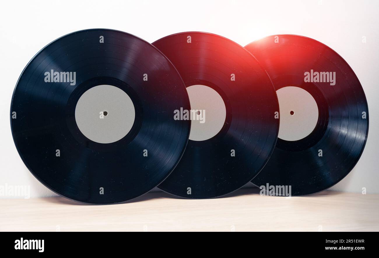 Vinyl records with flare - long play isolated on white background Stock ...