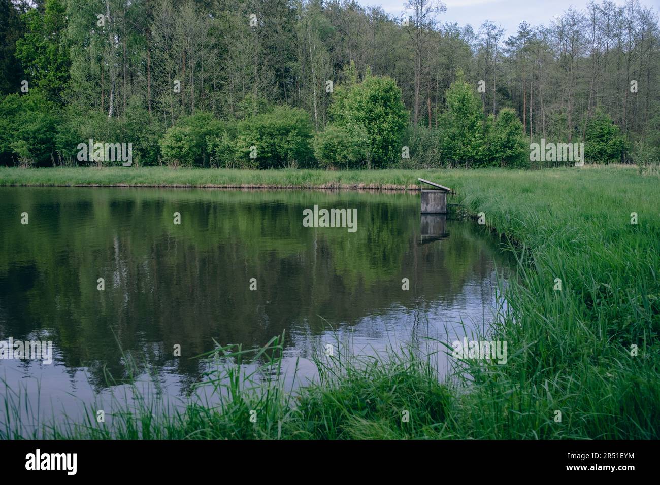 Fire fighting pond - emergency water reservoir in Poland Stock Photo ...