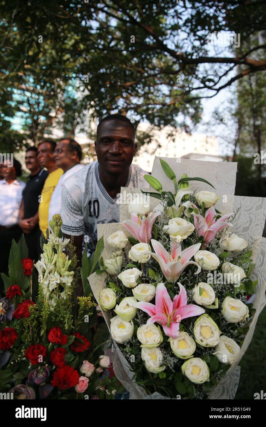 Mohammedan Sporting Club captain Souleymane Diabate (R) from Mali ...