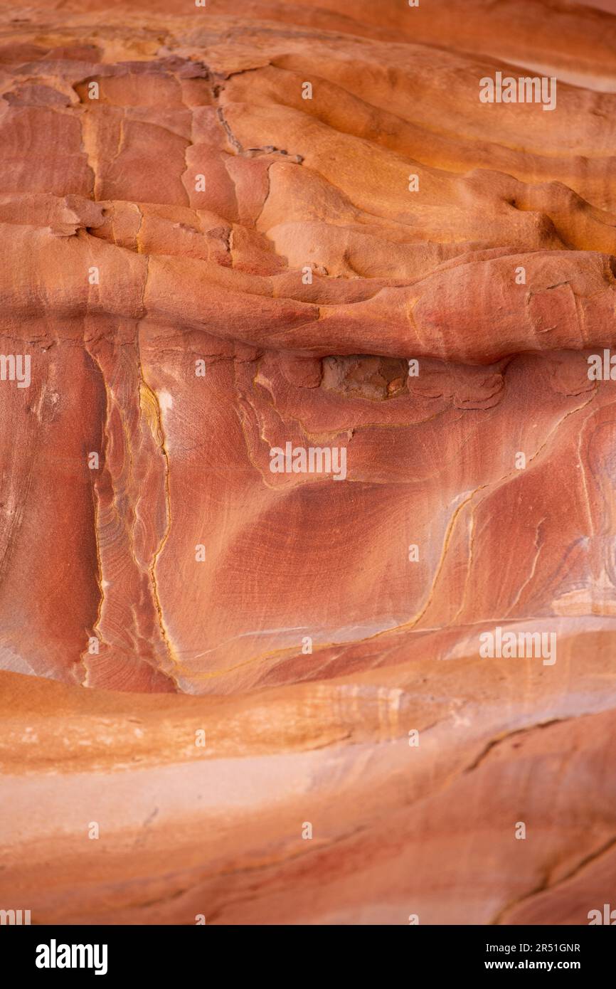 The Siq, narrow red canyon wall texture background in Petra, Jordan ...