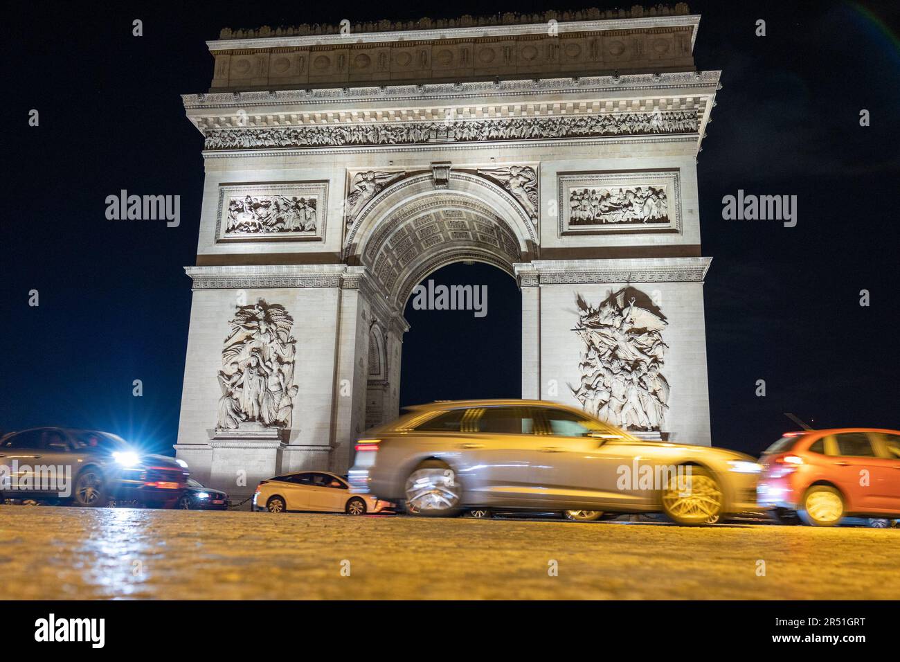 The Victory Gate in Paris. Arc de Triomphe and Champs Elysees Stock ...