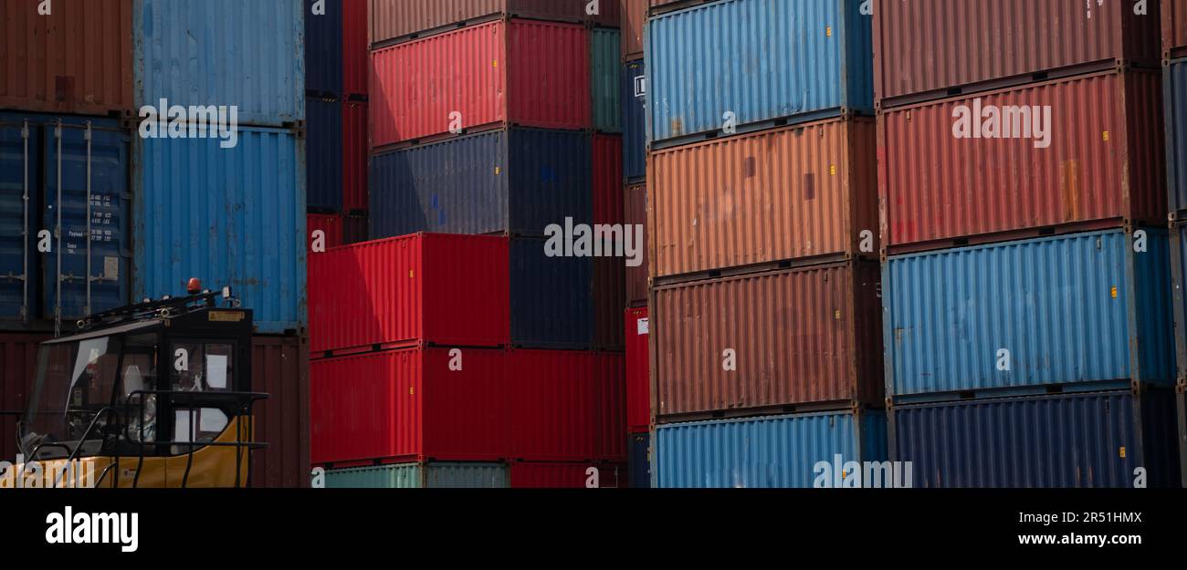 Container logistic. Cargo and shipping business. Container ship for ...