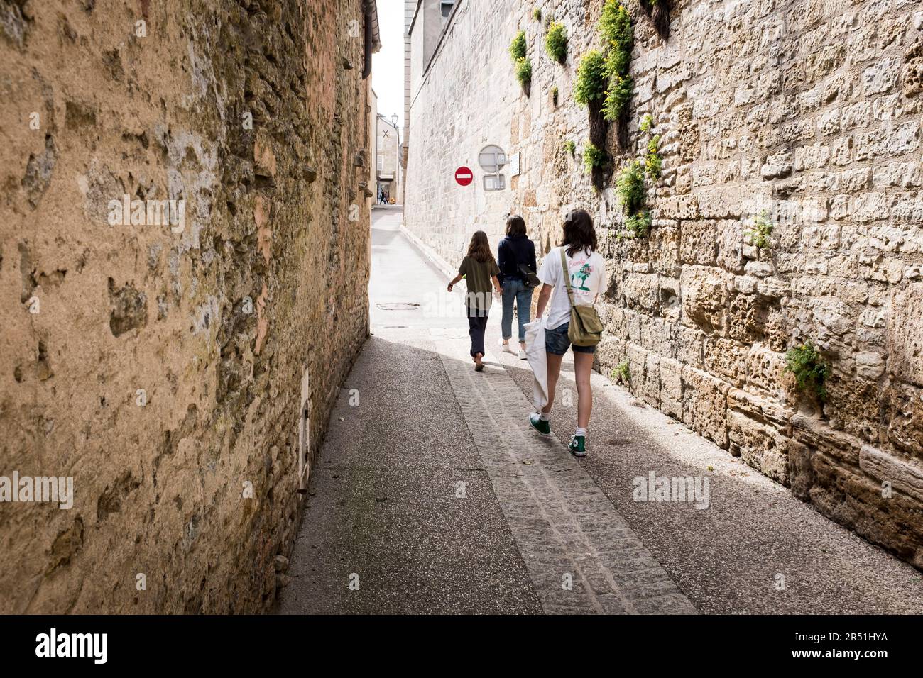 Walking through the medieval town wall of Langres in Département Haute ...