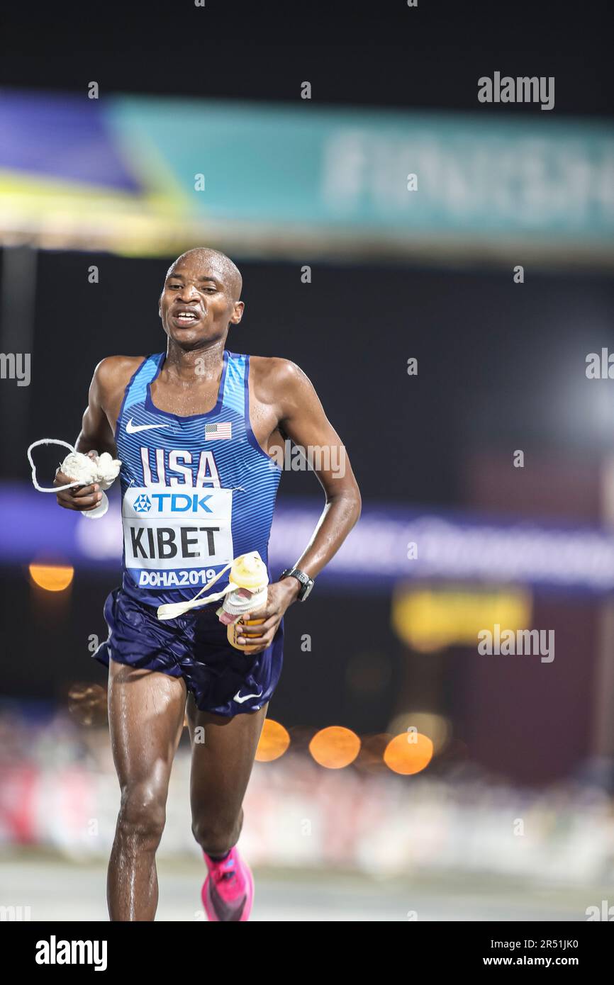 Elkanah Kibet participating in the Doha 2019 World Athletics ...