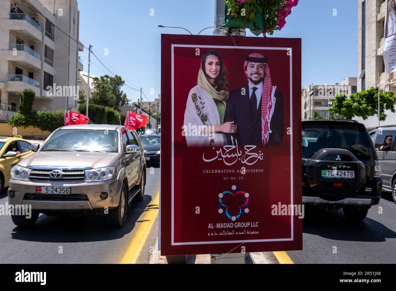 Amman, Jordan. 31st May, 2023. Giant posters and decorations seen in ...