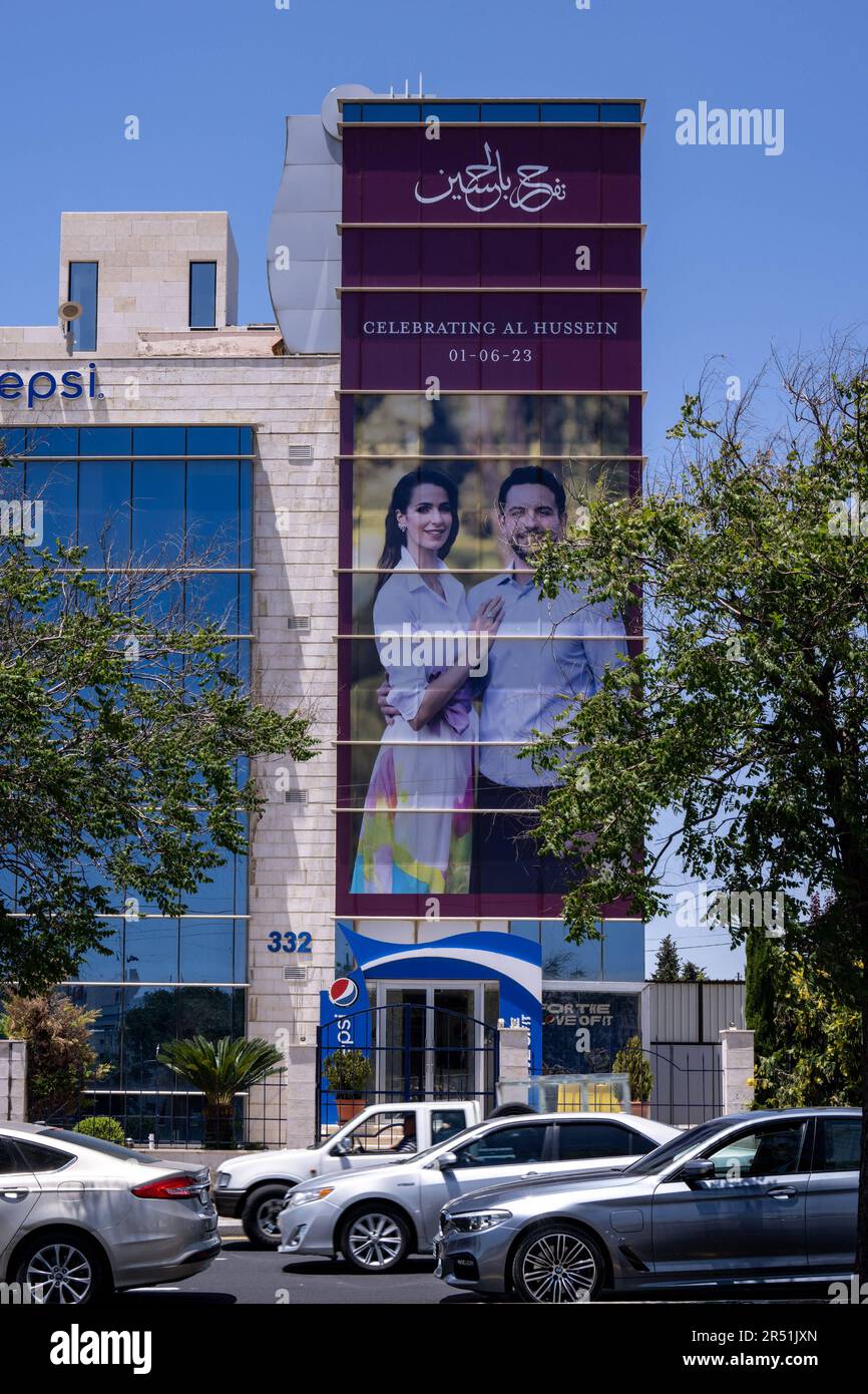 Amman, Jordan. 31st May, 2023. Giant posters and decorations seen in ...
