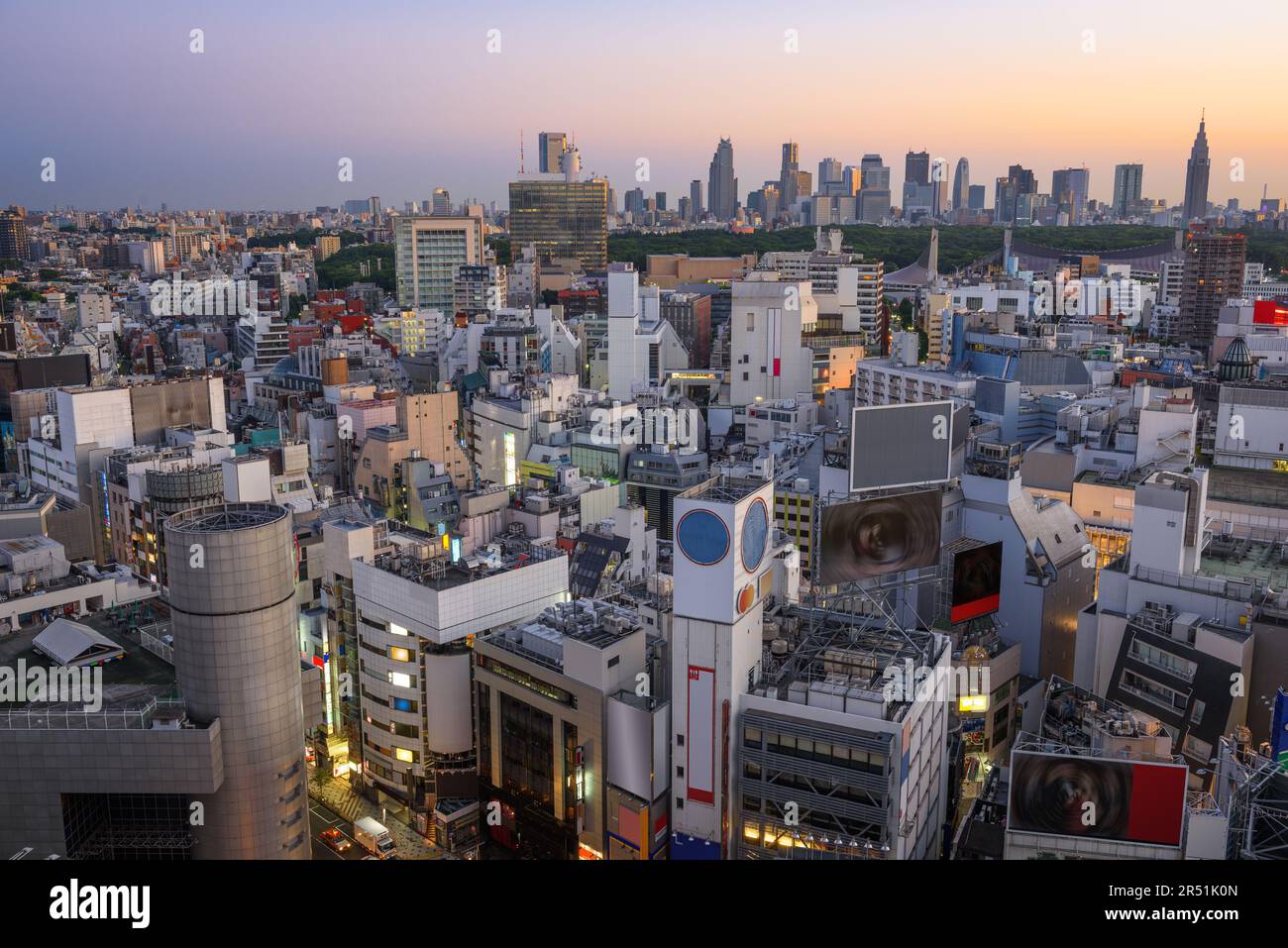 Tokyo, Japan cityscape over the Shibuya district at twilight Stock ...