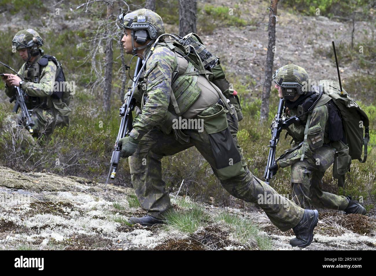 Finnish soldiers attends a field training exercise Sapeli 23, led by ...
