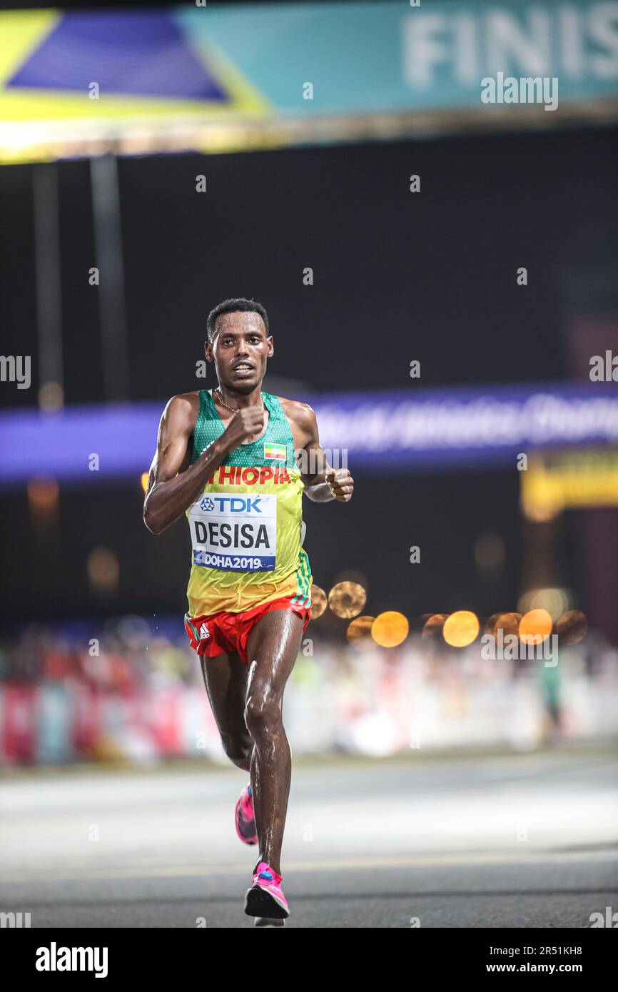 Lelisa DESISA participating in the Doha 2019 World Athletics ...