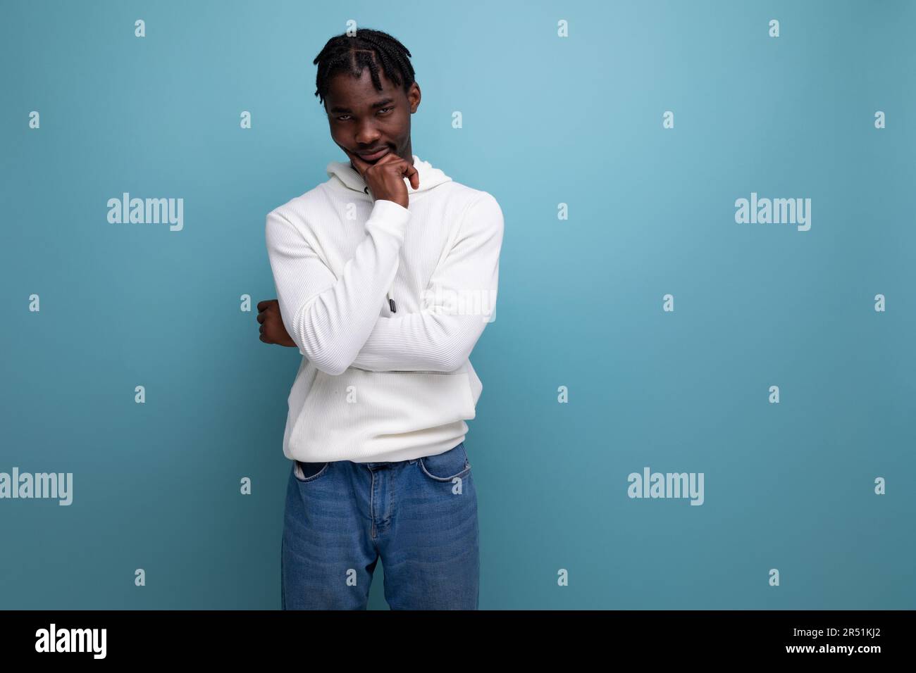 black american young man with dreadlocks thinking about strategy Stock ...