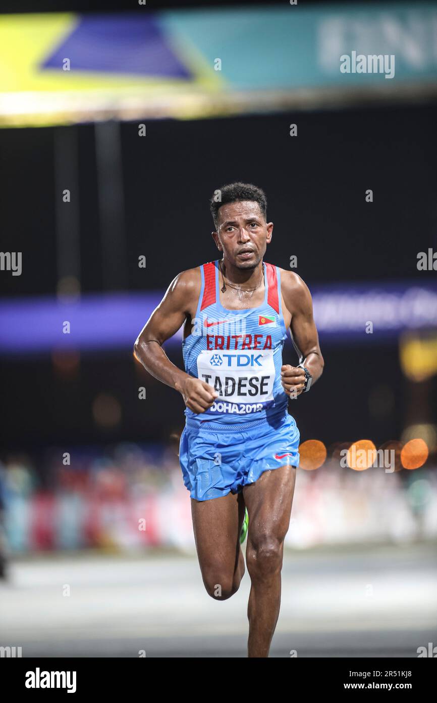 Zersenay Tadese participating in the Doha 2019 World Athletics Championships Marathon Stock ...