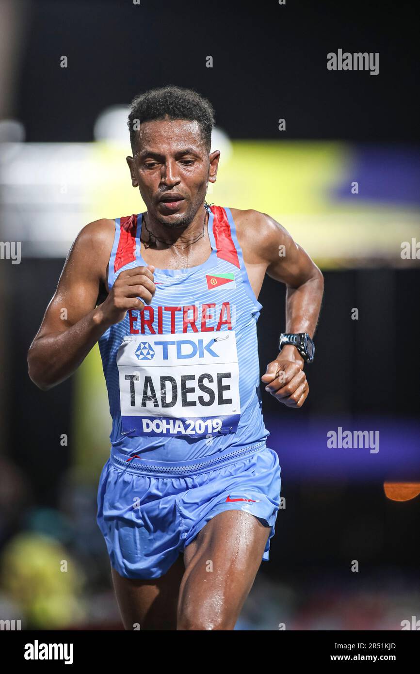 Zersenay Tadese participating in the Doha 2019 World Athletics Championships Marathon Stock ...