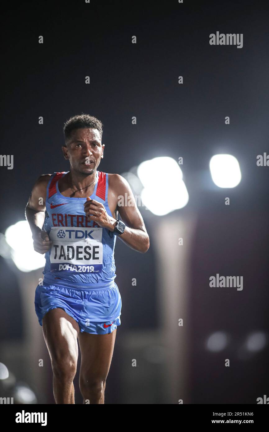 Zersenay Tadese participating in the Doha 2019 World Athletics Championships Marathon Stock ...