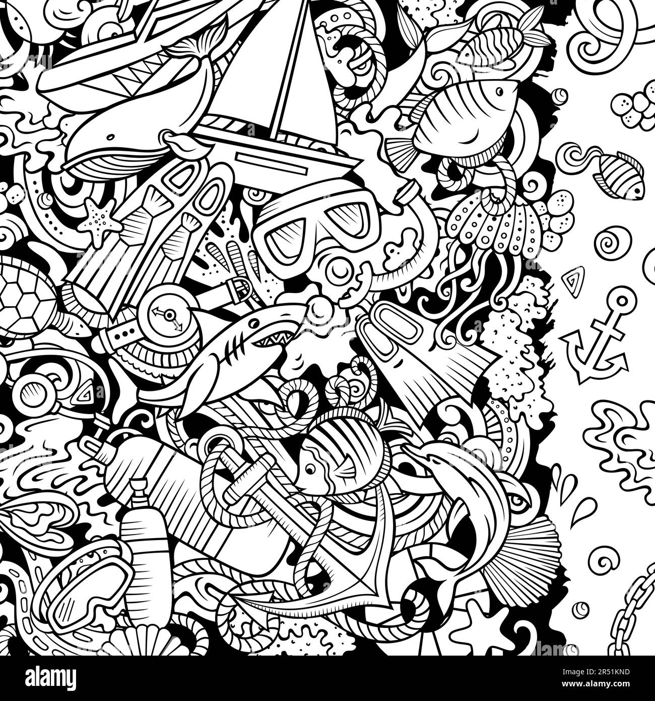 Diving cartoon vector doodles illustration. Dive frame design. Water ...