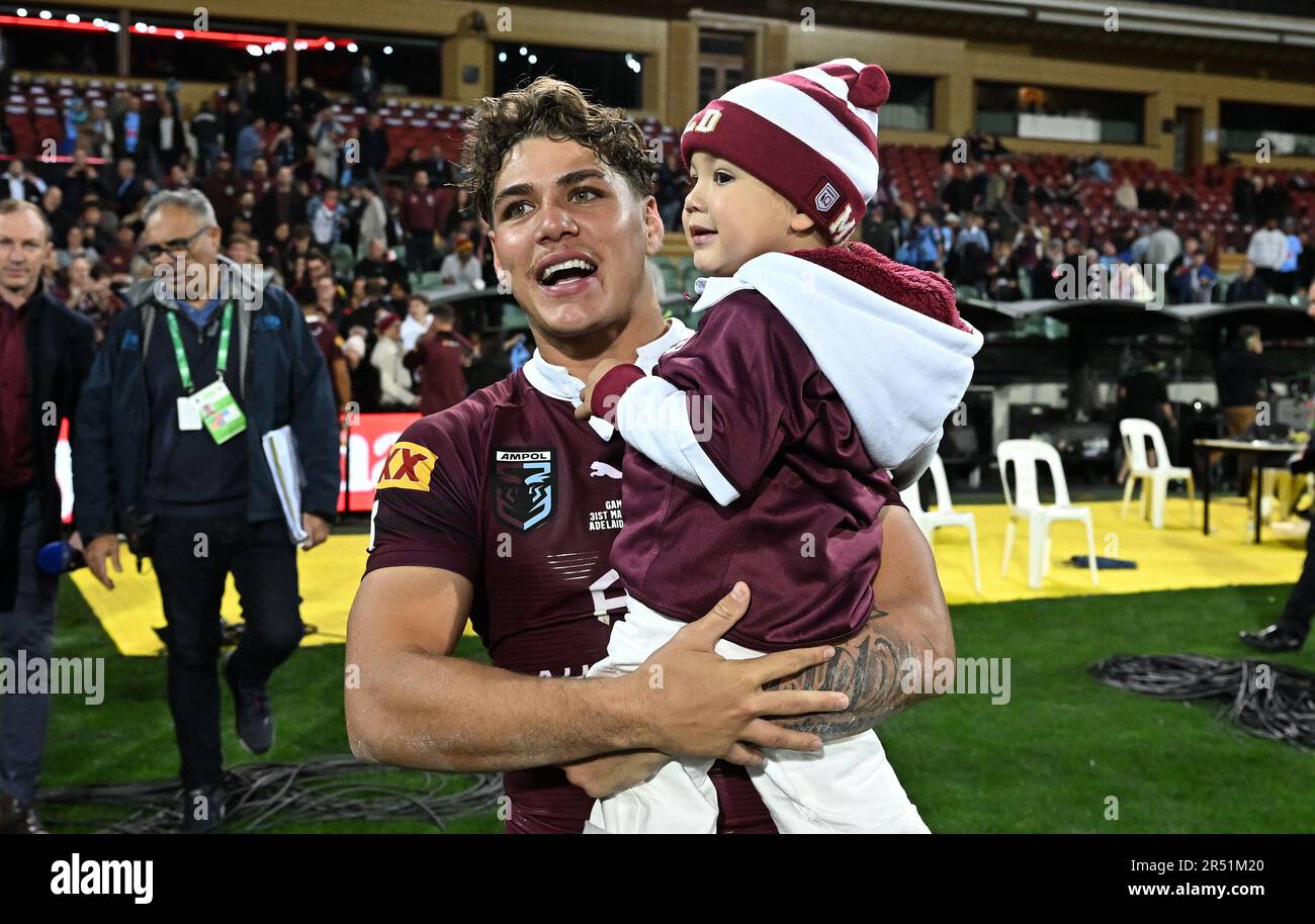 Adelaide, Australia. 31st May, 2023. Maroons players Reece Walsh is ...