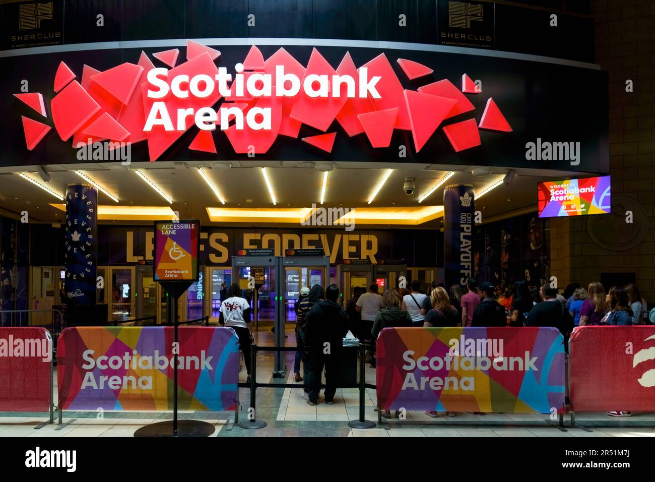 Toronto, Canada - March 30, 2023: Entrance sign in the Scotiabank Arena ...