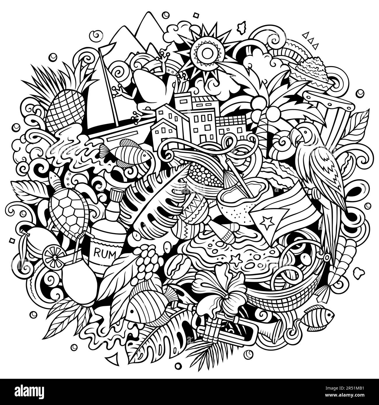 Puerto Rico cartoon doodle illustration Stock Vector Image & Art - Alamy