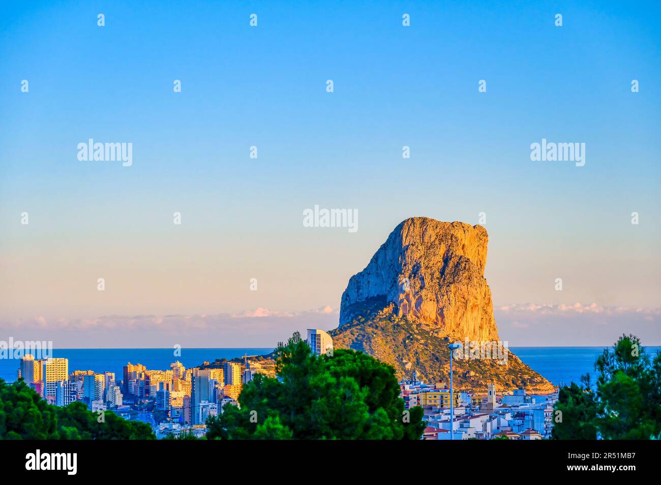 High angle view of Penyal d'Ifac natural park in Calpe, Spain Stock ...