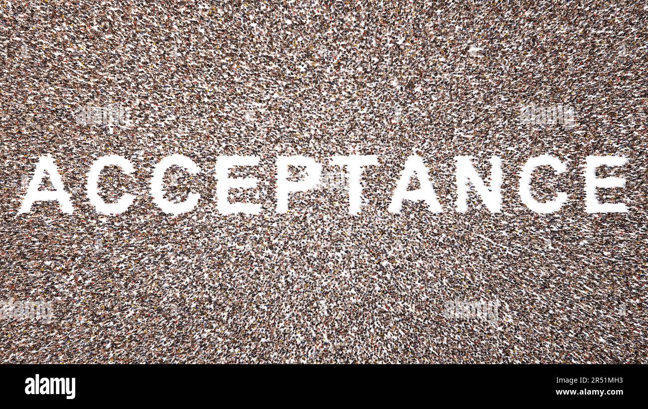 Concept conceptual large community of people forming the word ...