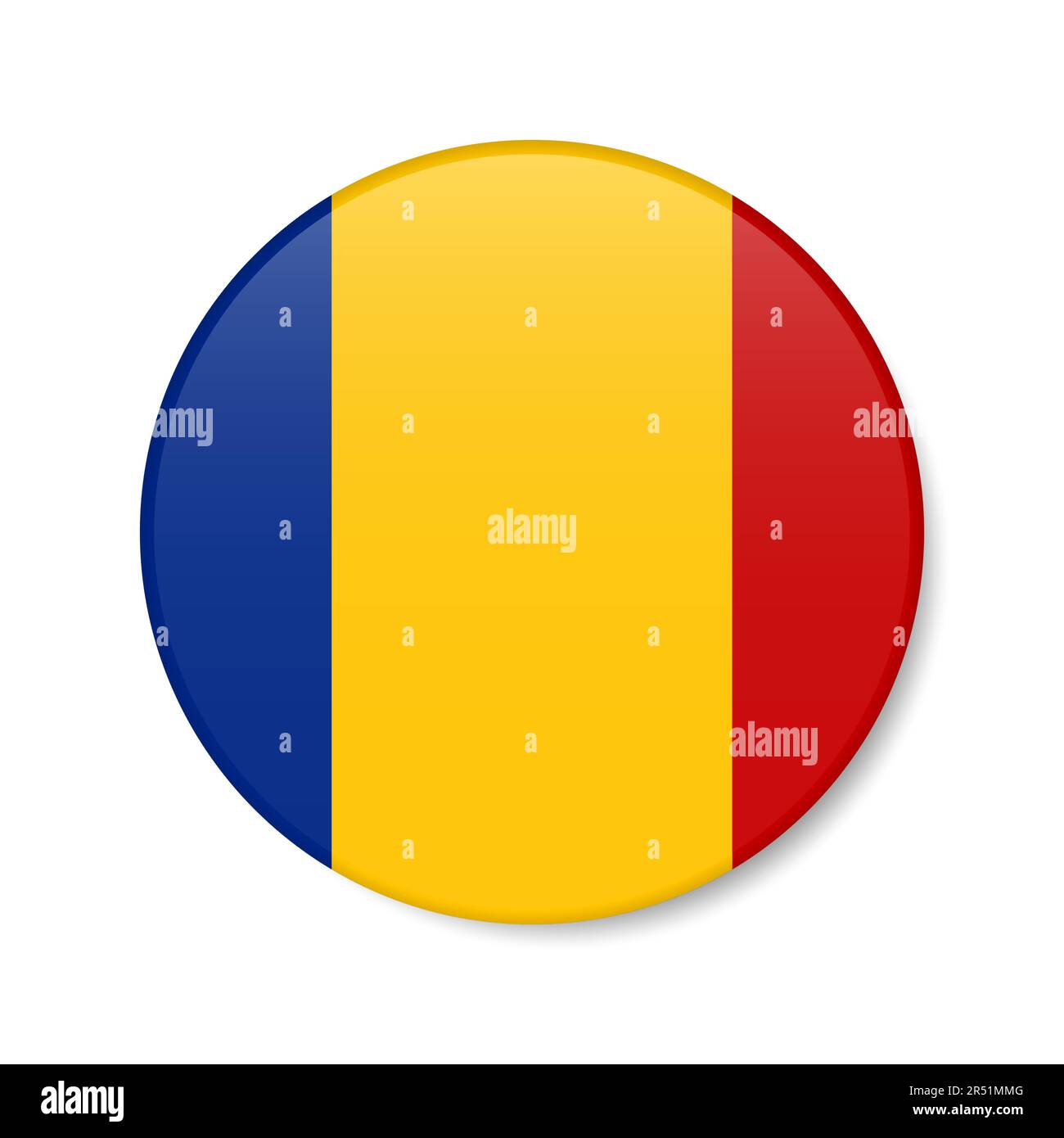 Romania circle button icon. Romanian round badge flag with shadow. 3D ...