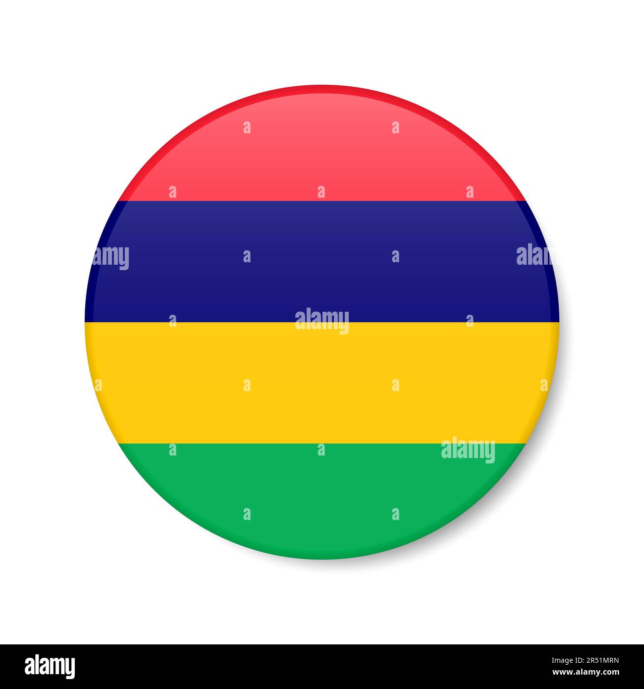 Mauritius circle button icon. Mauritian round badge flag with shadow ...